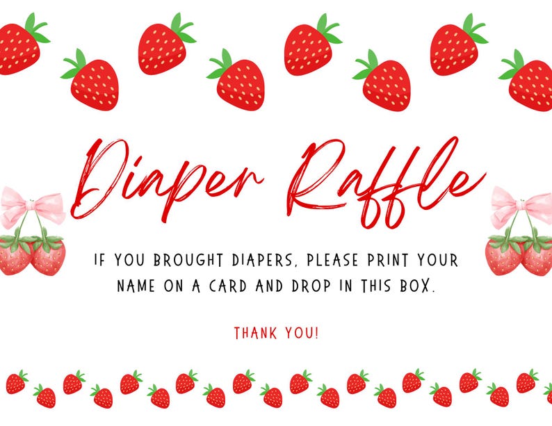 A Berry Sweet Baby - Baby Shower - Diaper Raffle Sign - Etsy