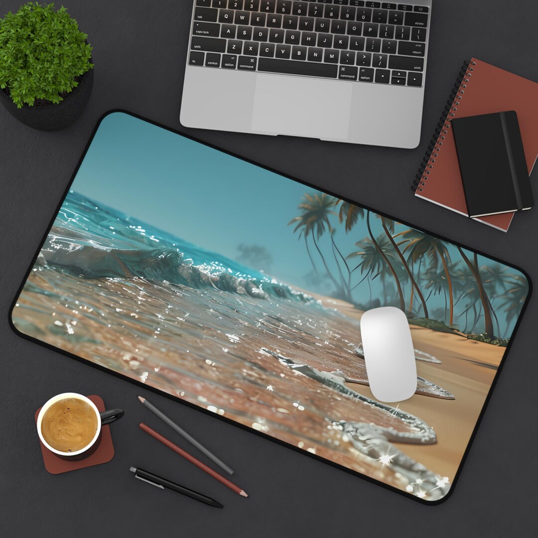 Serene Beach Desk Mat | Tropical Ocean Vibes | Home Office Decor, Gift ...