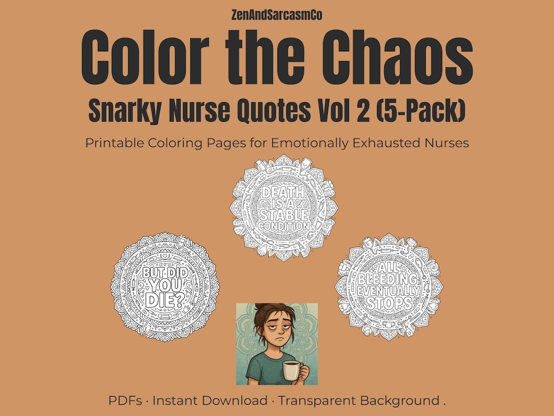 Snarky Nurse Coloring Pages Vol. 2 – ICU/ER Mandalas – Funny Nurse ...