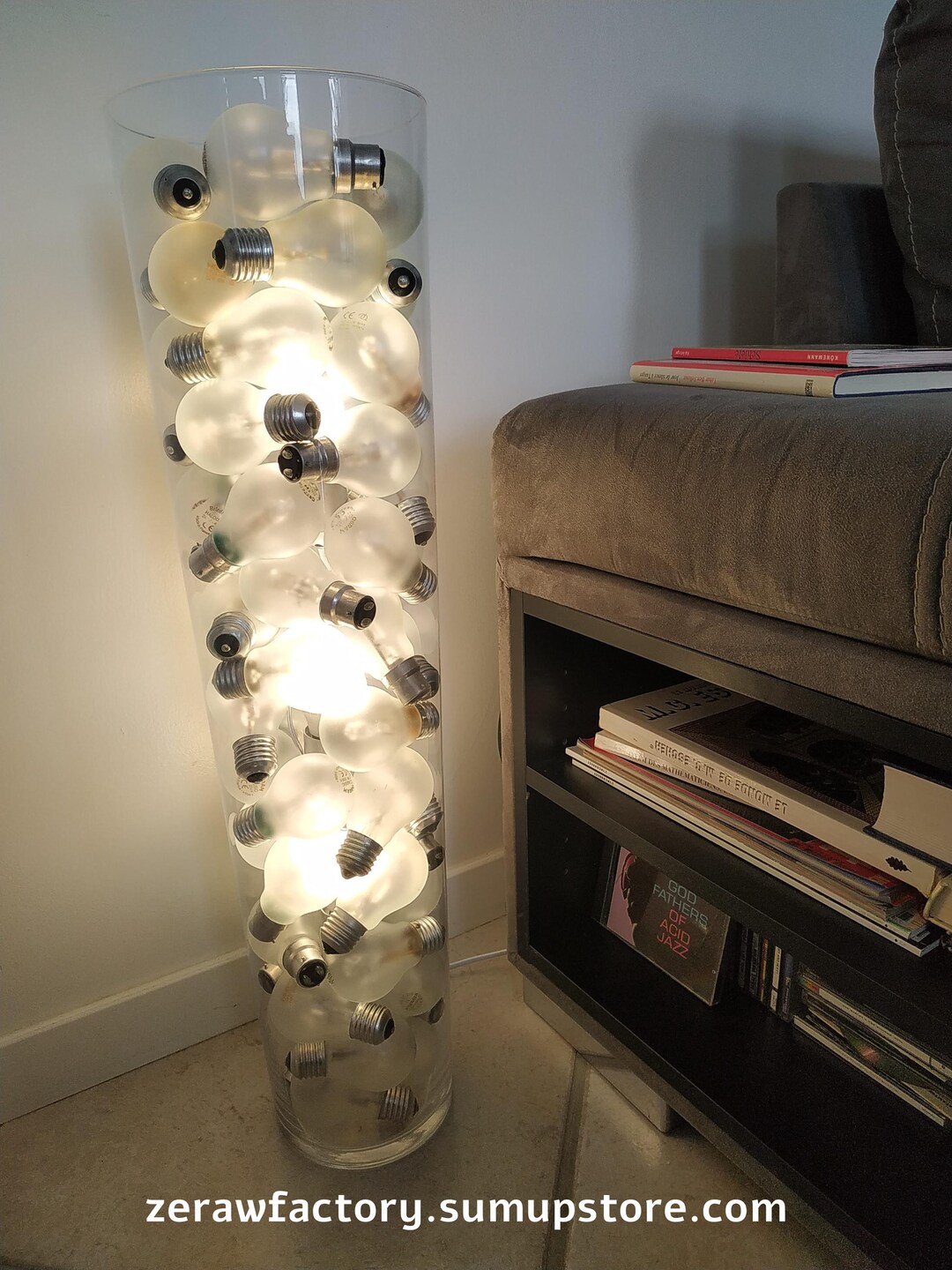 Upcycled Design Lamp – Large Conical Glass Vase – Frosted Bulbs ...