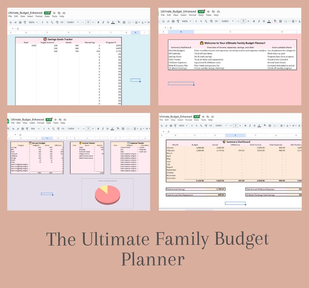 Ultimate Monthly Family Budget Planner | Household Budget Spreadsheet ...