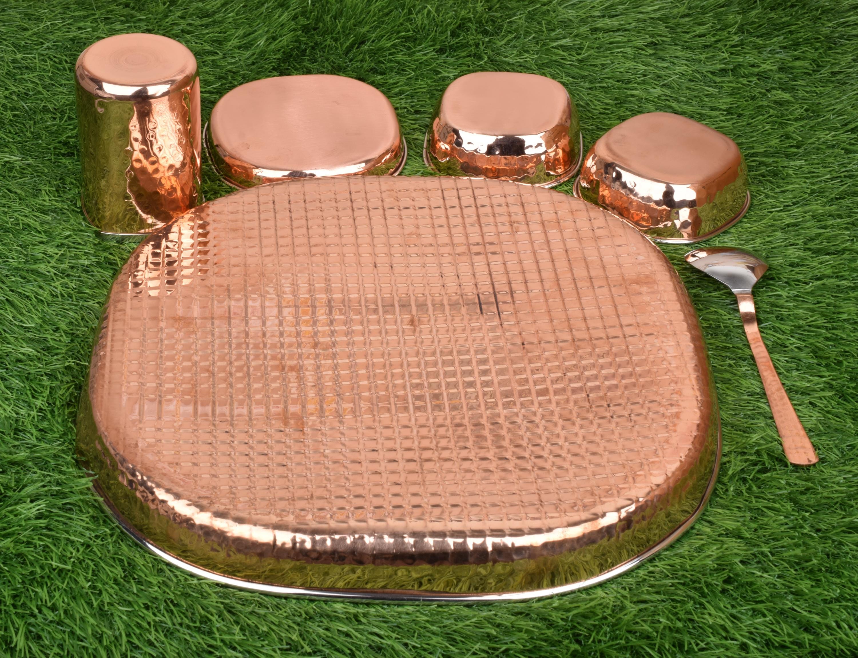 Hammered Copper Steel Thali Dinner Set of 6 | Indian Dinnerware ...
