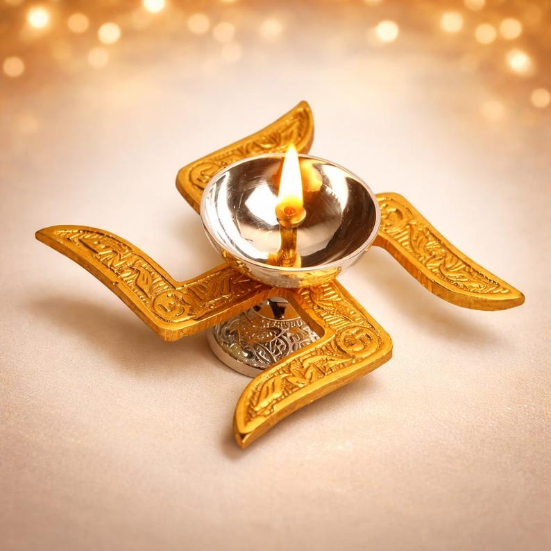 Swastik Deepam Gift Set | German Silver and Gold Finish | Bulk Wedding ...