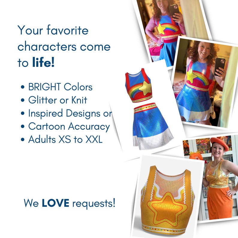 Rainbow Brite Lala Orange Costume | Glitter Tank + Flare Skirt | 1980s ...