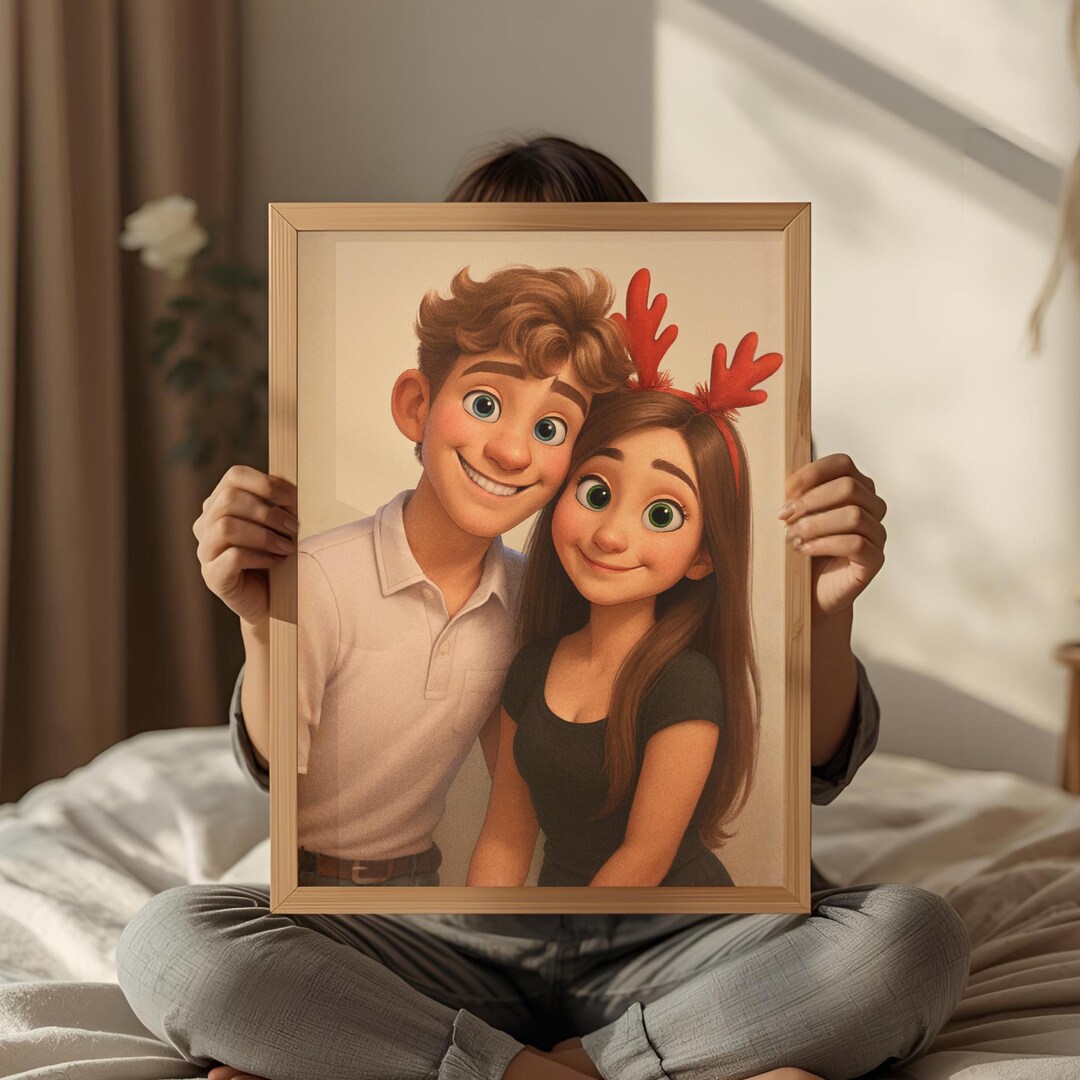 Custom Cartoon Couple Portrait Personalized Pixar Style Poster Custom ...