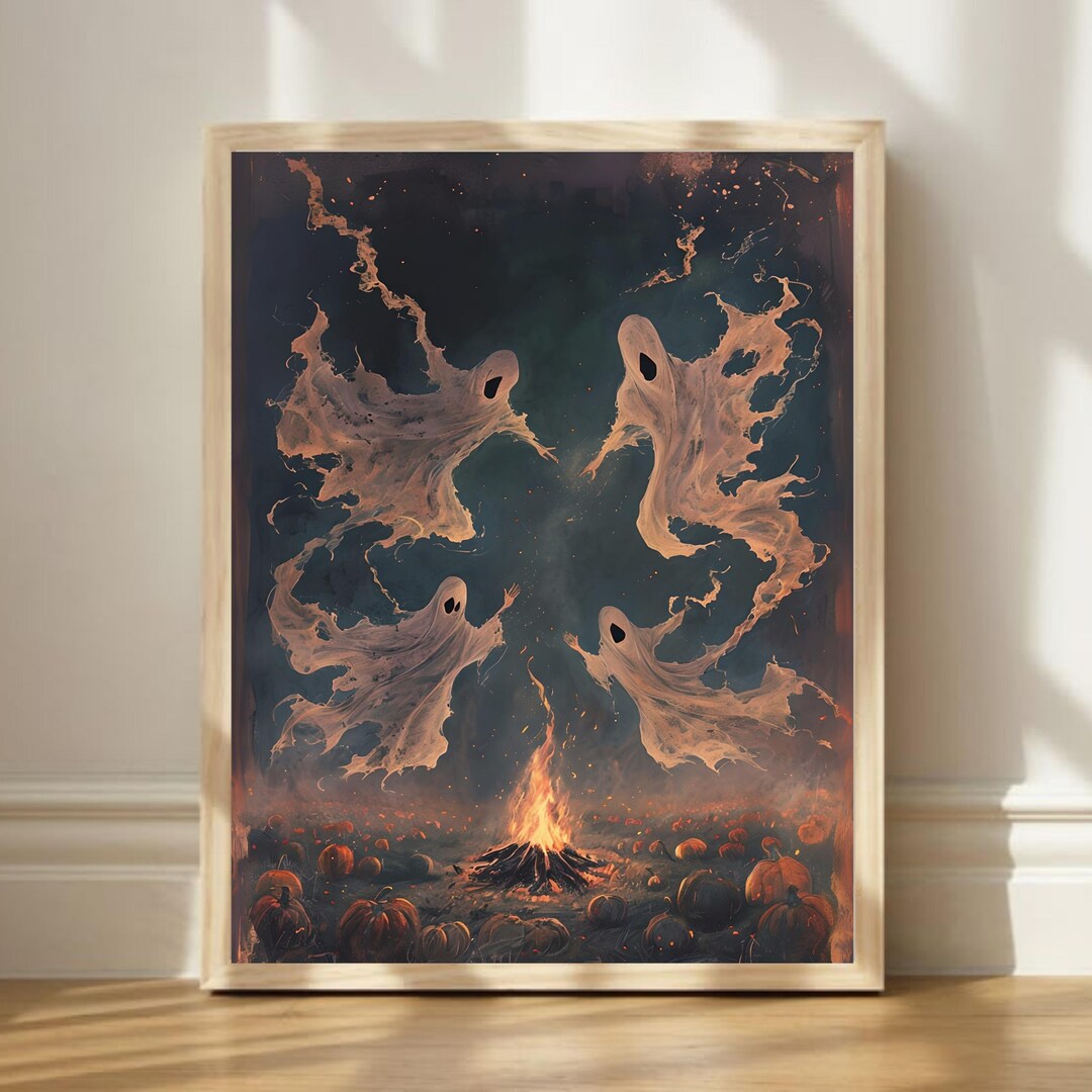 Ghost Bonfire Digital Download – Rustic Halloween Printable Wall Art ...