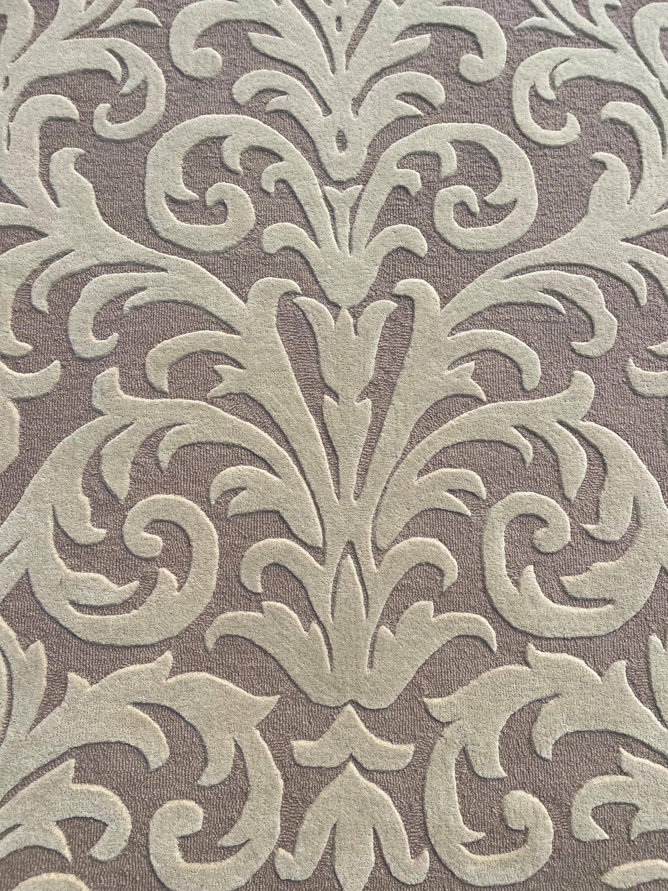 Luxury Loop & Cut Pile Rug With Textured Damask Motif - Etsy