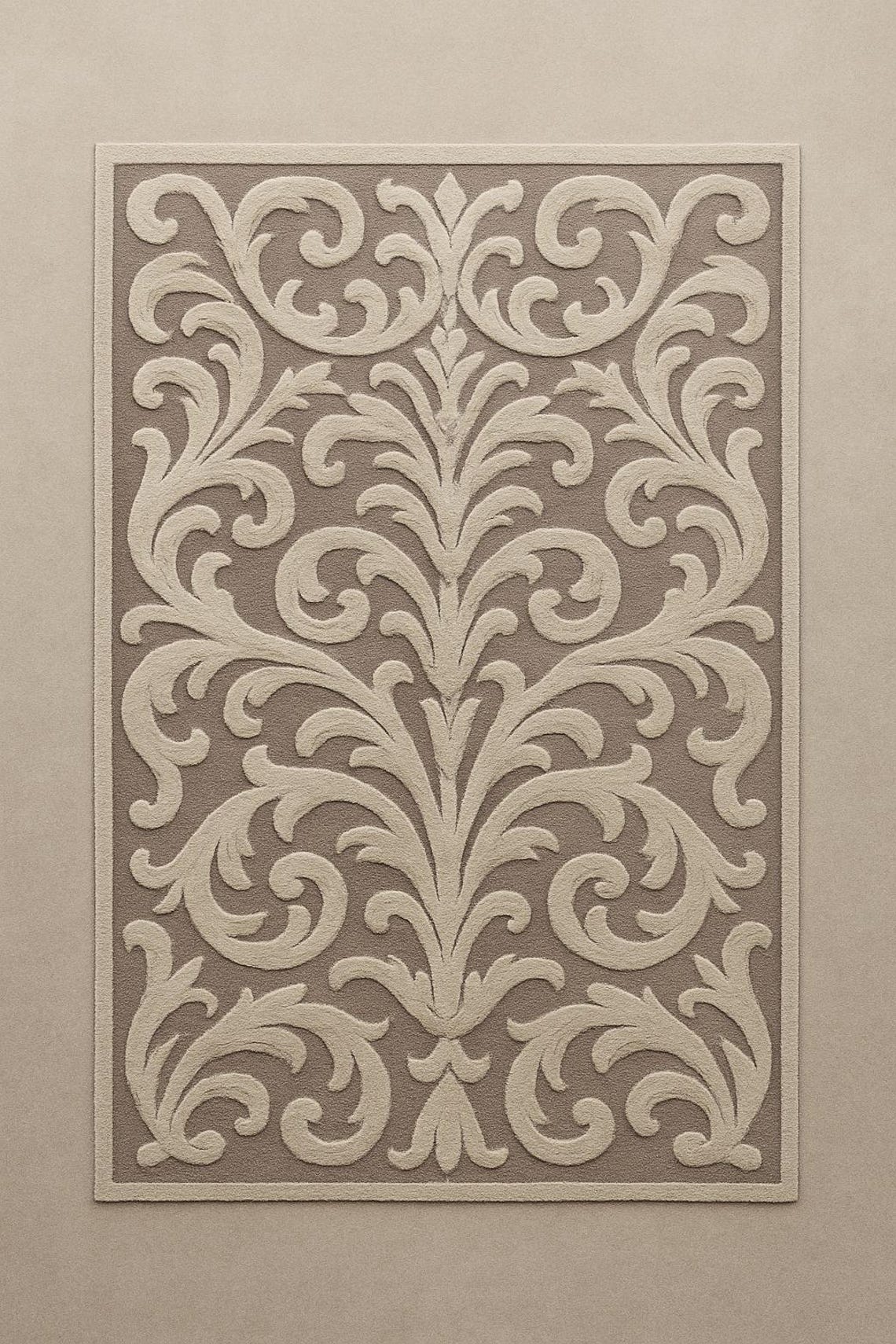 Luxury Loop & Cut Pile Rug With Textured Damask Motif - Etsy