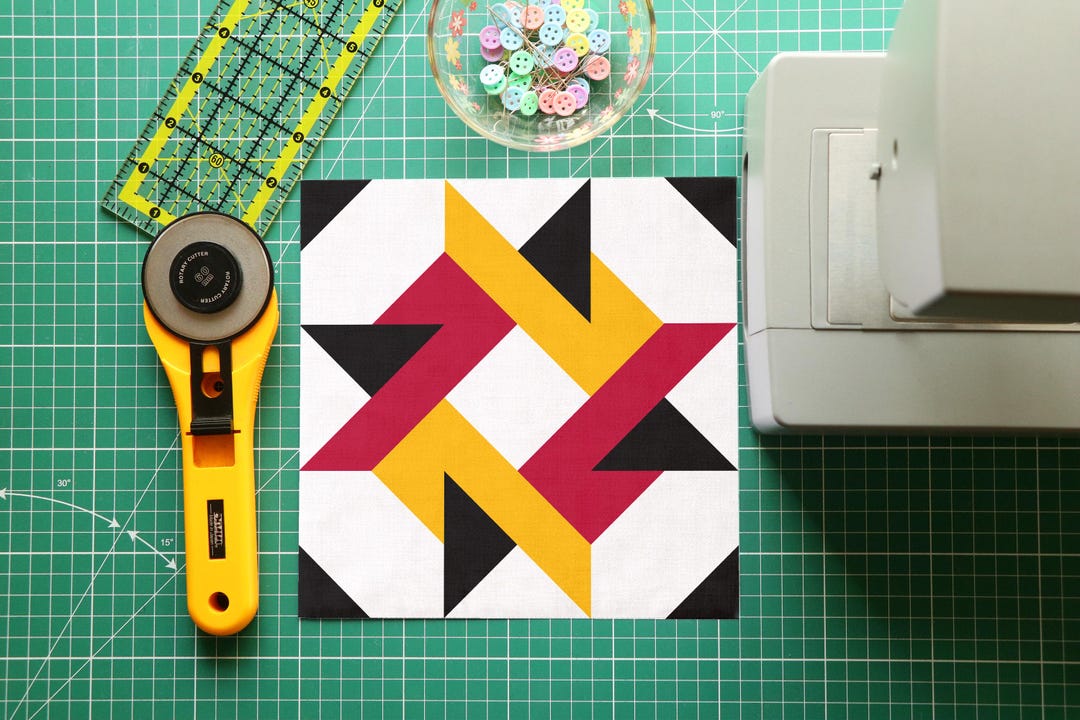 Entwined Star Quilt Block | Simple 9 Patch FPP Quilt Pattern for ...