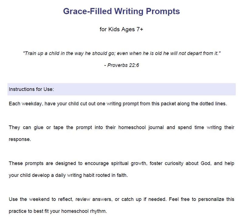 Christian Writing Prompts for Kids - Bible Journal Pages - Faith-based ...