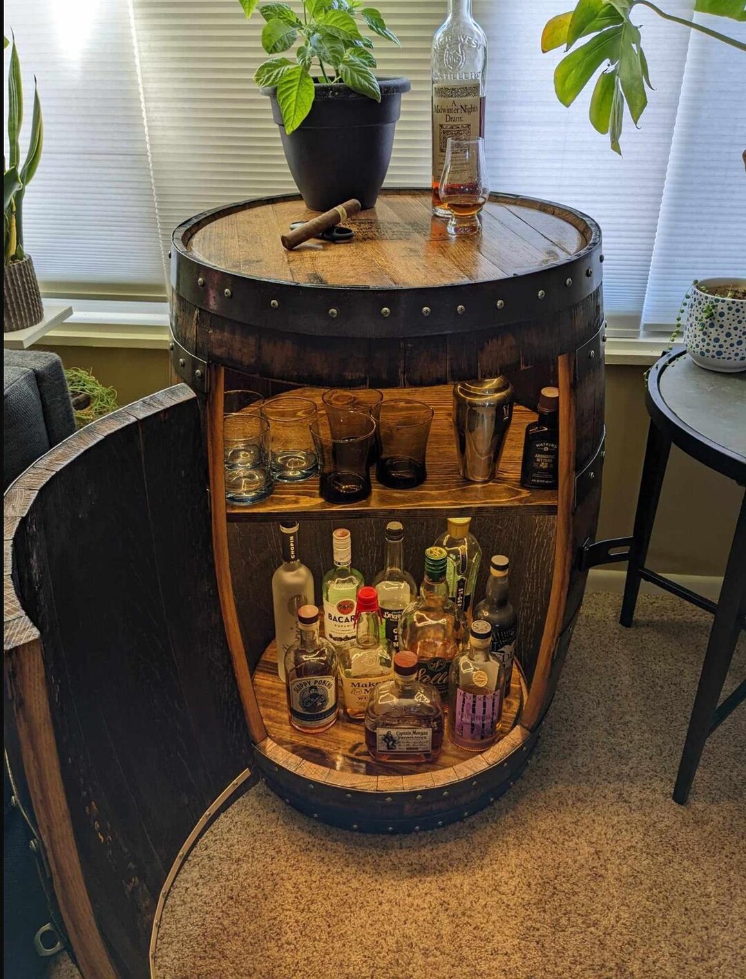 Burbourn Full Whiskey Barrel Cabinet Bar Carts and Storage - Old Design ...
