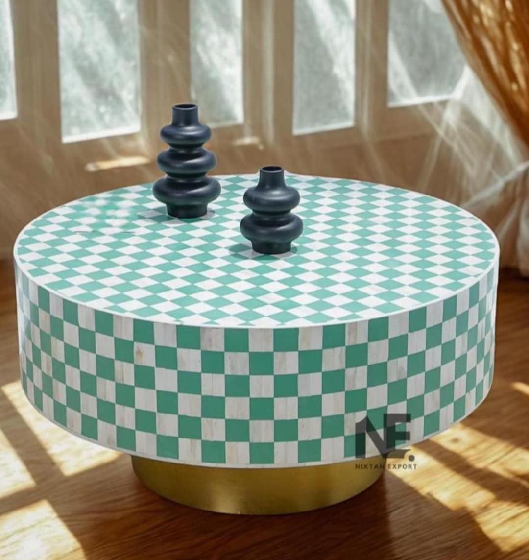 Floral Bone Inlay Coffee Table – Handmade Round Accent Table - Etsy