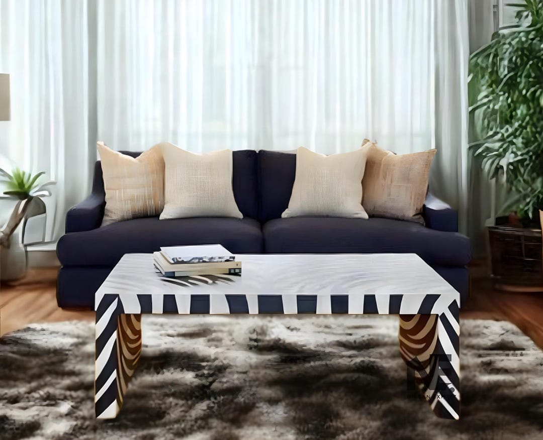 Zebra Stripe Bone Inlay Coffee Table – Christmas Modern Decor - Etsy