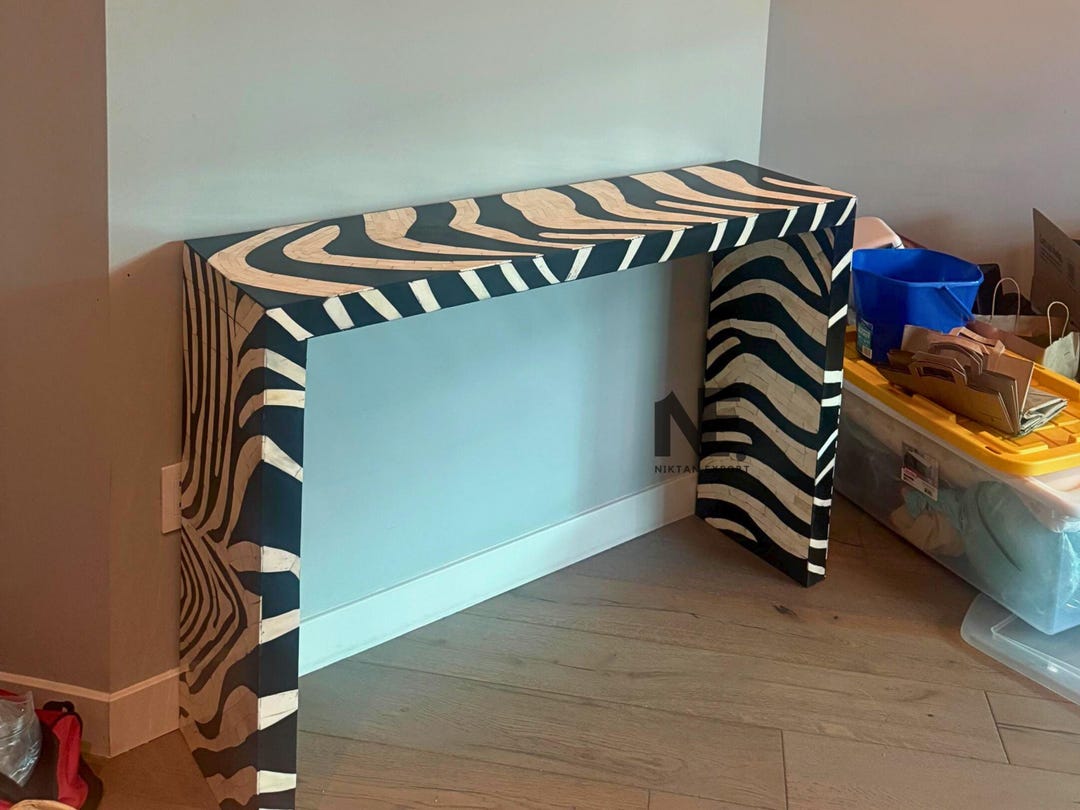 Bone Inlay Zebra Console Table – Handmade Entryway Table, Modern ...