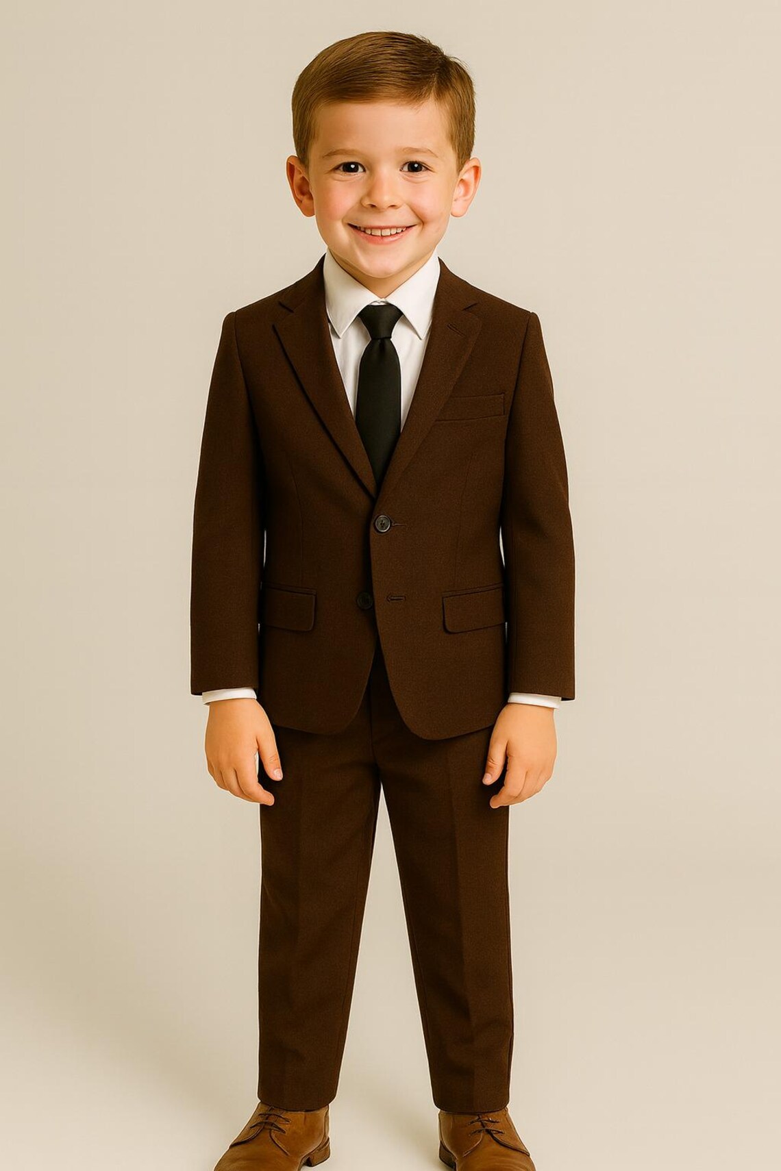 Kids Brown Tweed Suit: Slim Fit Wool Blazer & Trousers - Etsy