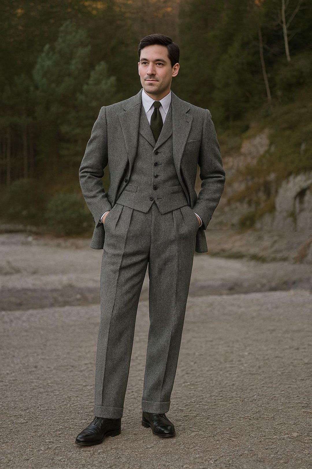 Grey Herringbone Tweed Suit for Men – Custom 3PC Tailored Fit - Etsy
