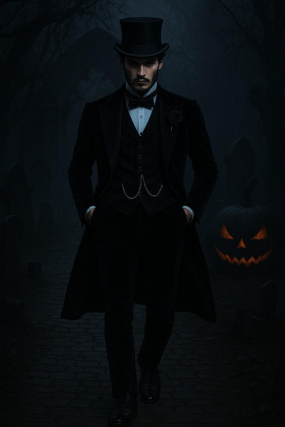 Buy Men's Black Velvet 4-piece Suit: Gothic Vampire Costume With ...