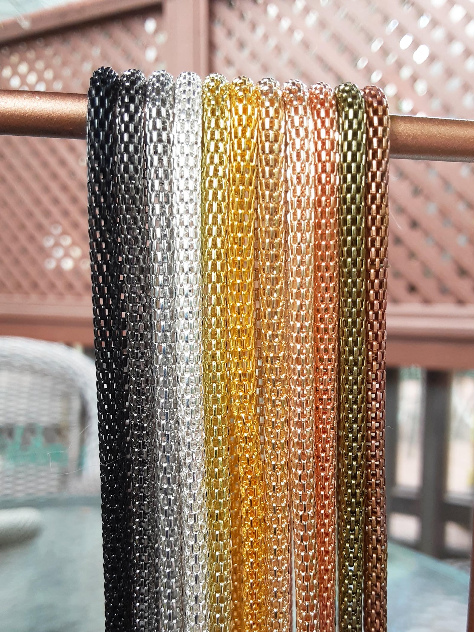 SALE 3mm Mesh Chain by the Foot in Black, Gun Metal, Silver, Dark ...