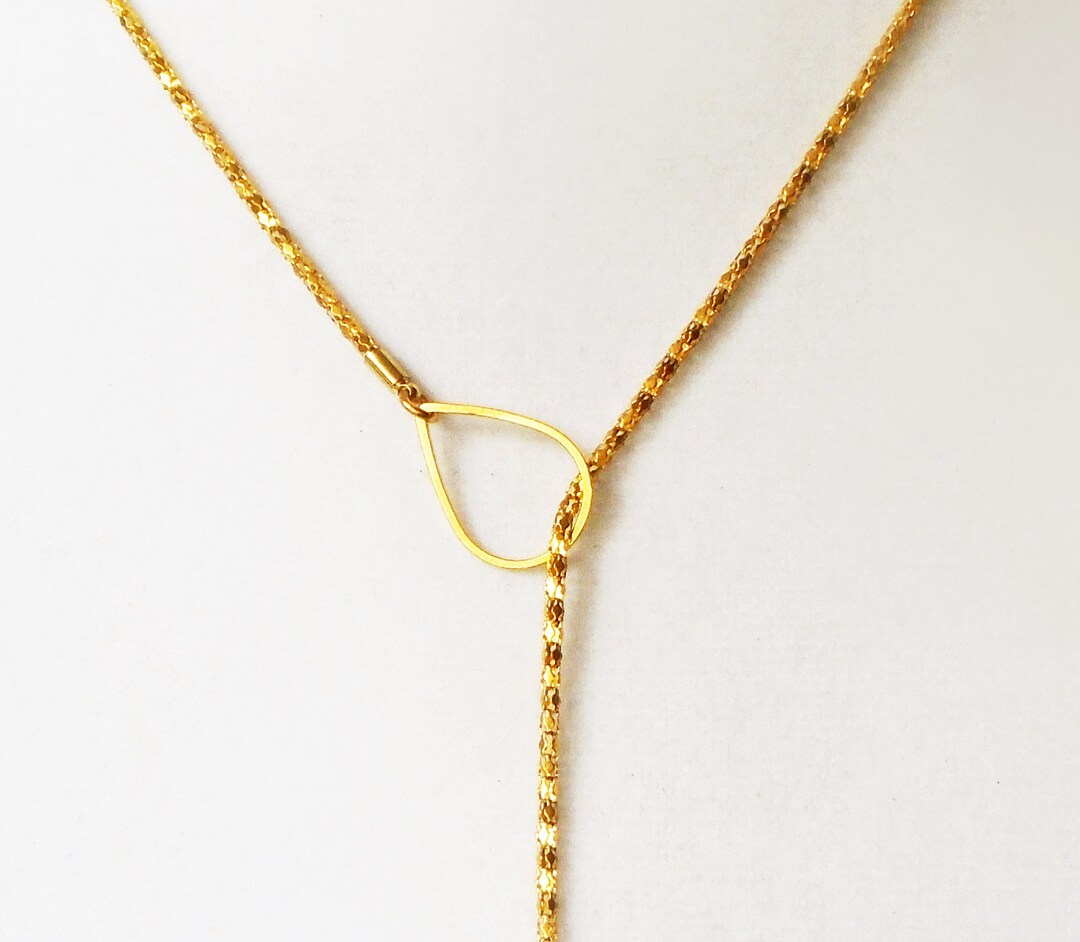 Gold Lariat Lasso Necklace With Free Spiral Charm - Etsy