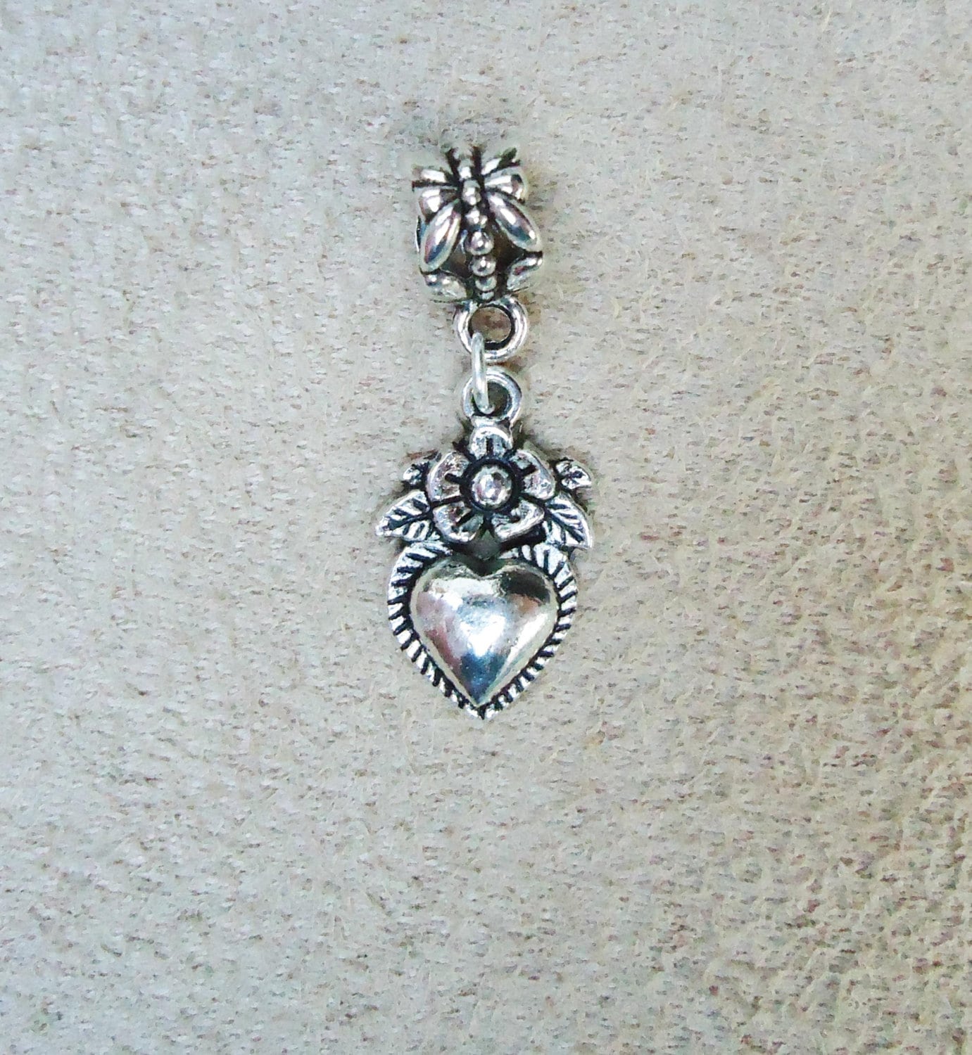 Dangling Victorian Heart Charm for European Add a Bead Bracelet - Etsy