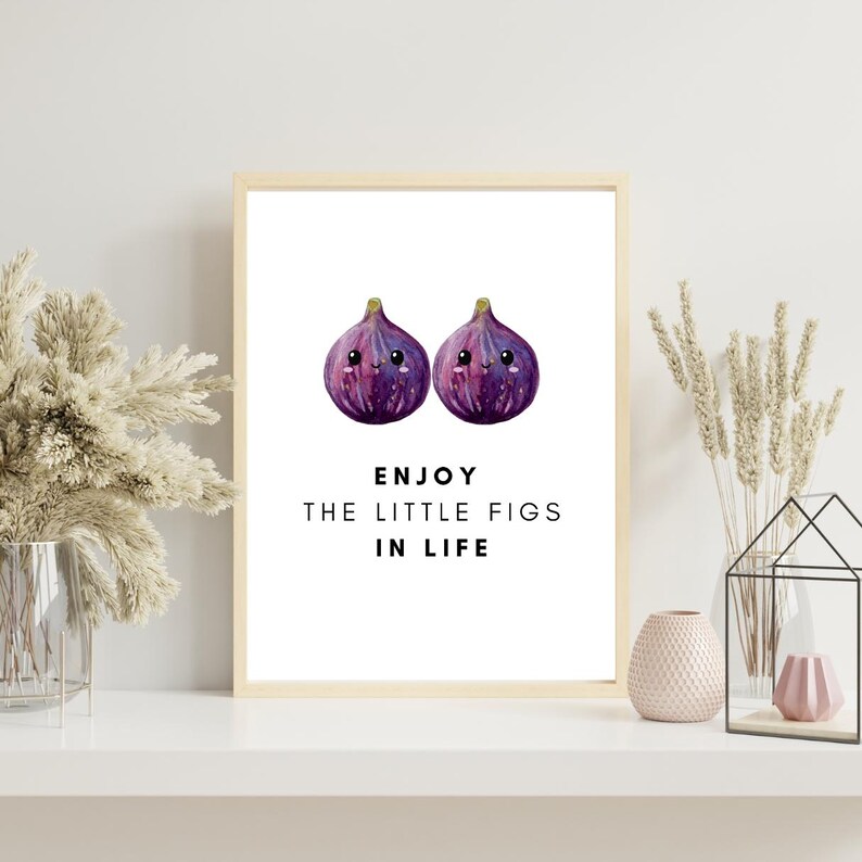 Fig Fruit Print Art, Kawaii Figs Digital Print, Cute Figs, Printable ...