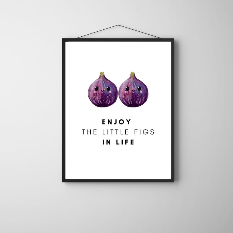 Fig Fruit Print Art, Kawaii Figs Digital Print, Cute Figs, Printable ...