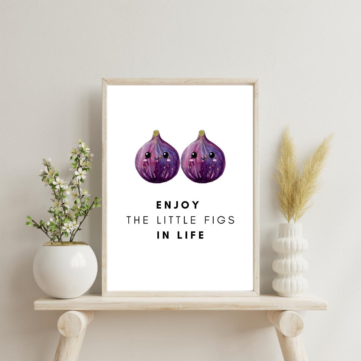 Fig Fruit Print Art, Kawaii Figs Digital Print, Cute Figs, Printable ...
