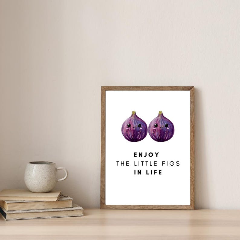 Fig Fruit Print Art, Kawaii Figs Digital Print, Cute Figs, Printable ...
