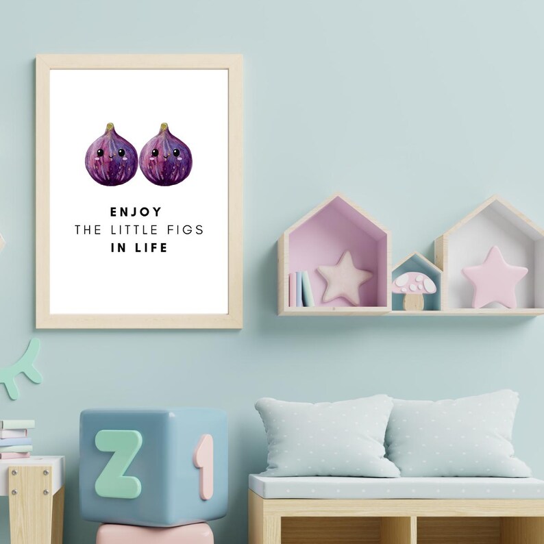 Fig Fruit Print Art, Kawaii Figs Digital Print, Cute Figs, Printable ...