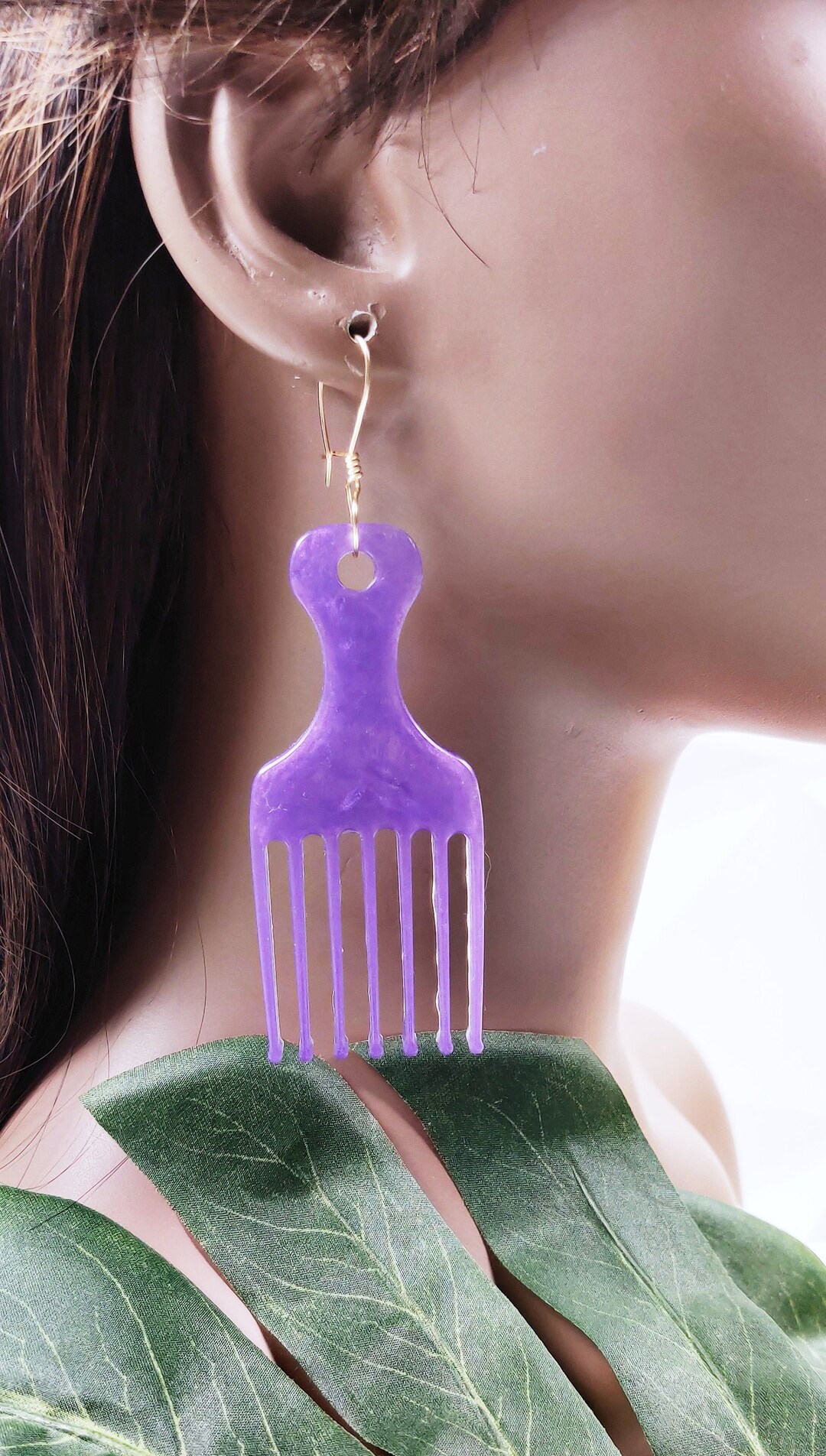 LARGE AFRO PICKS 1.5 X 3.5 Inches Resin Afro Pick Earrings - Etsy