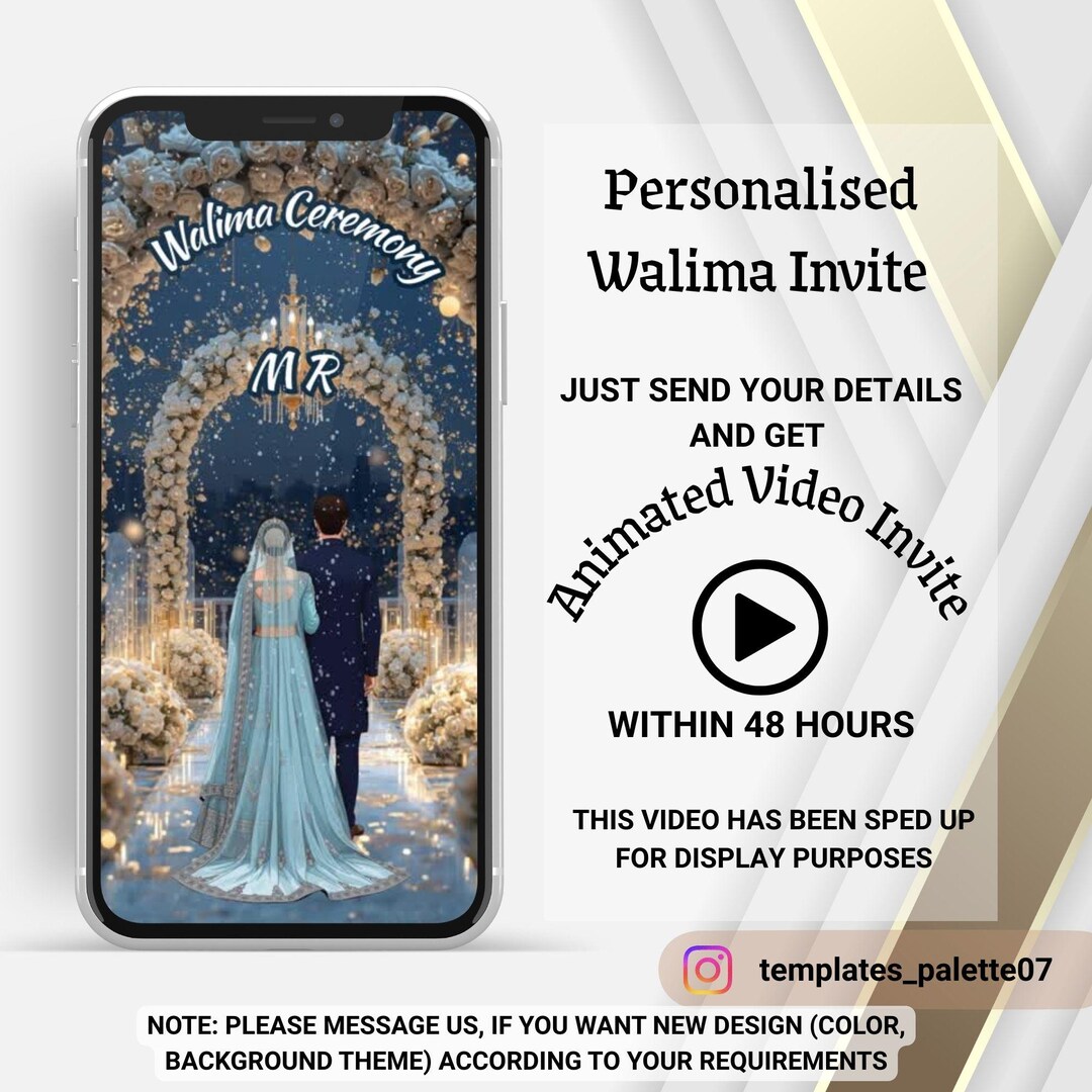 Animated Walima Invitation | Personalized Wedding Reception Video ...