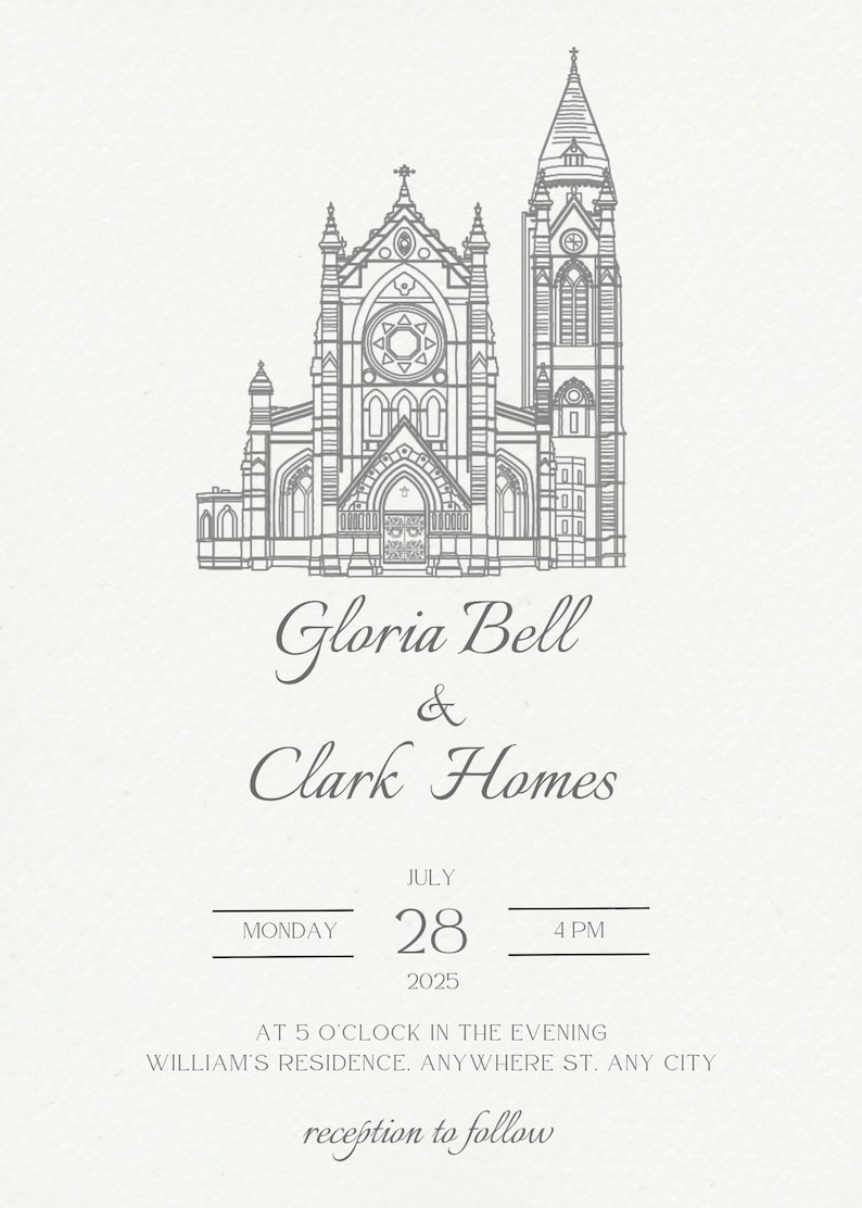 Custom Wedding Venue Invitation | Wedding Venue Drawing Invitation ...