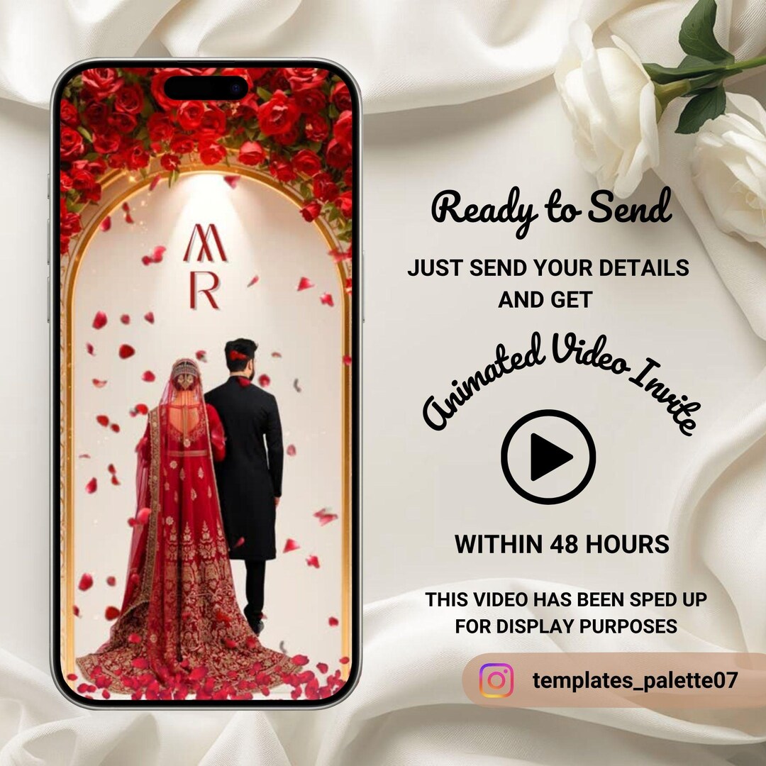 Animated Islamic Wedding Invitation Video | Personalized Nikah Barat ...