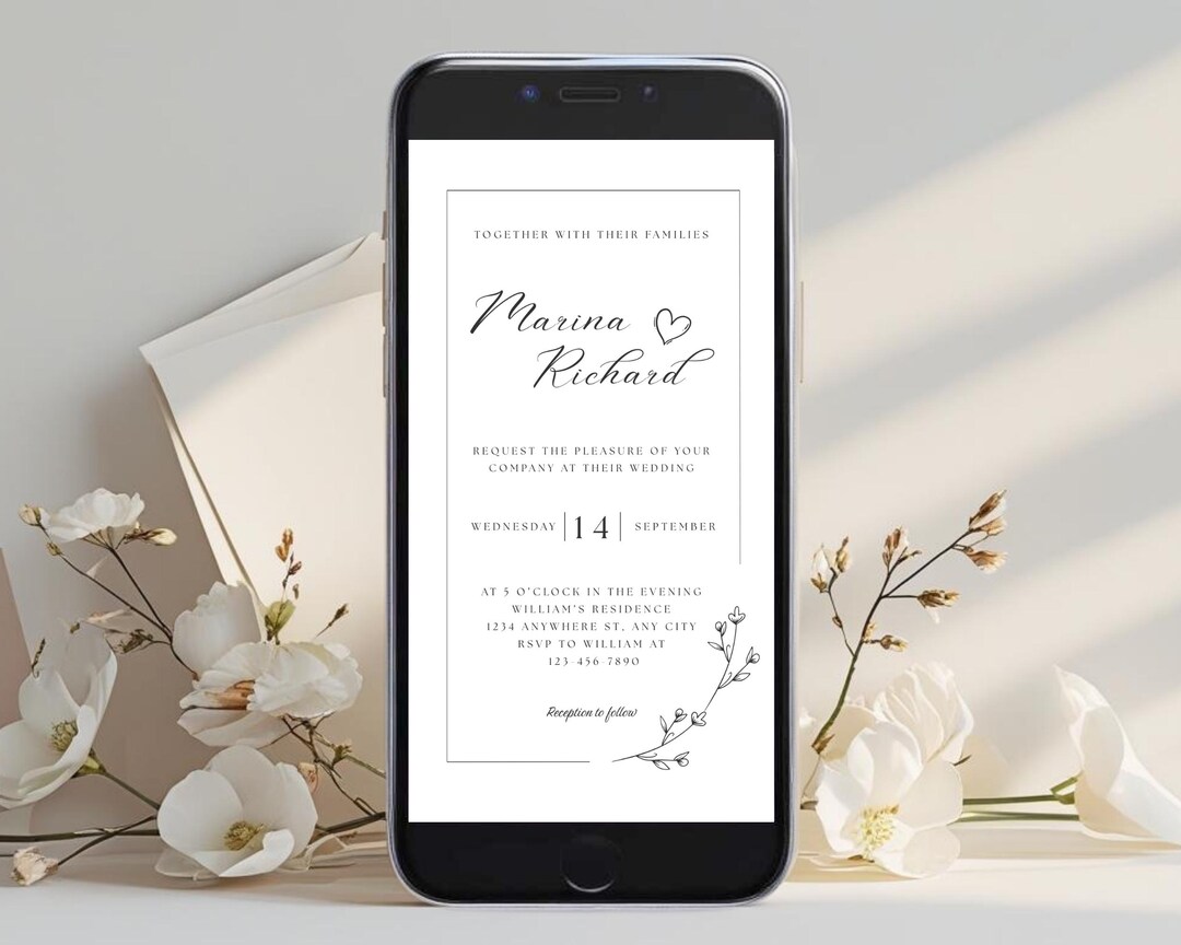 Minimalist Electronic Wedding Invitation, Editable Wedding Digital ...