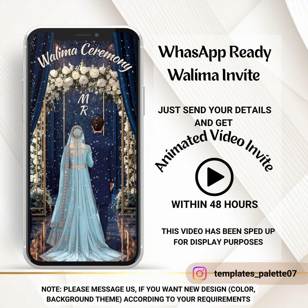 Animated Walima Video Invitation | Blue & Gold, Personalized - Etsy