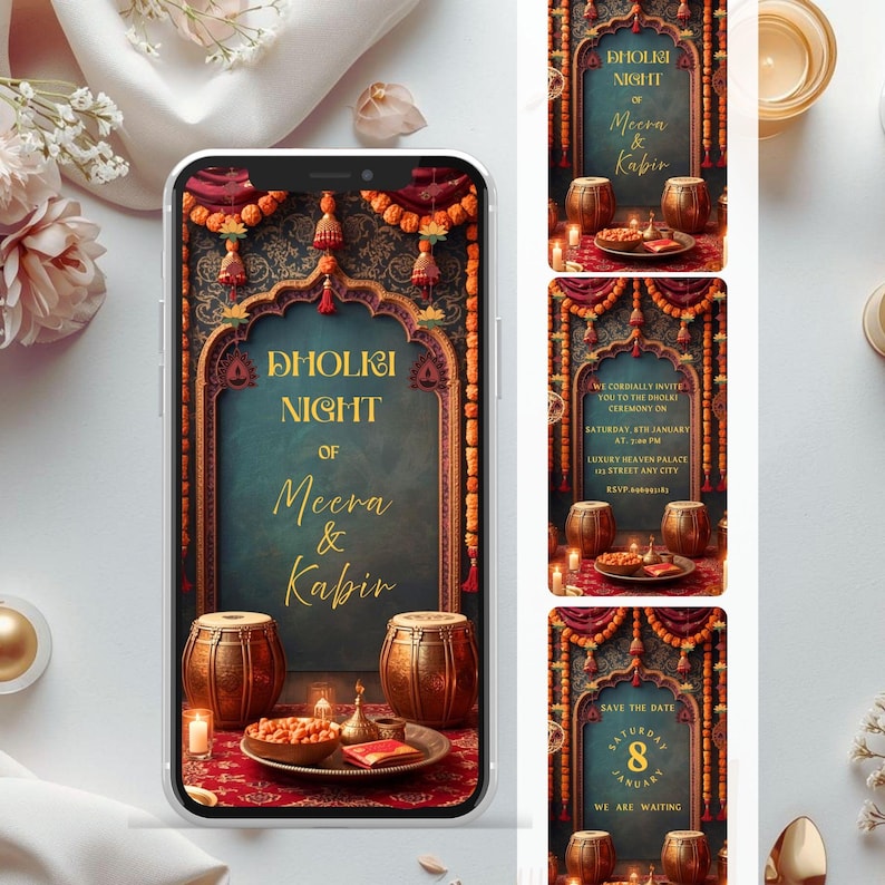 Digital Dholki Invitation Video | Animated Mehndi Night Invite | Dholki ...