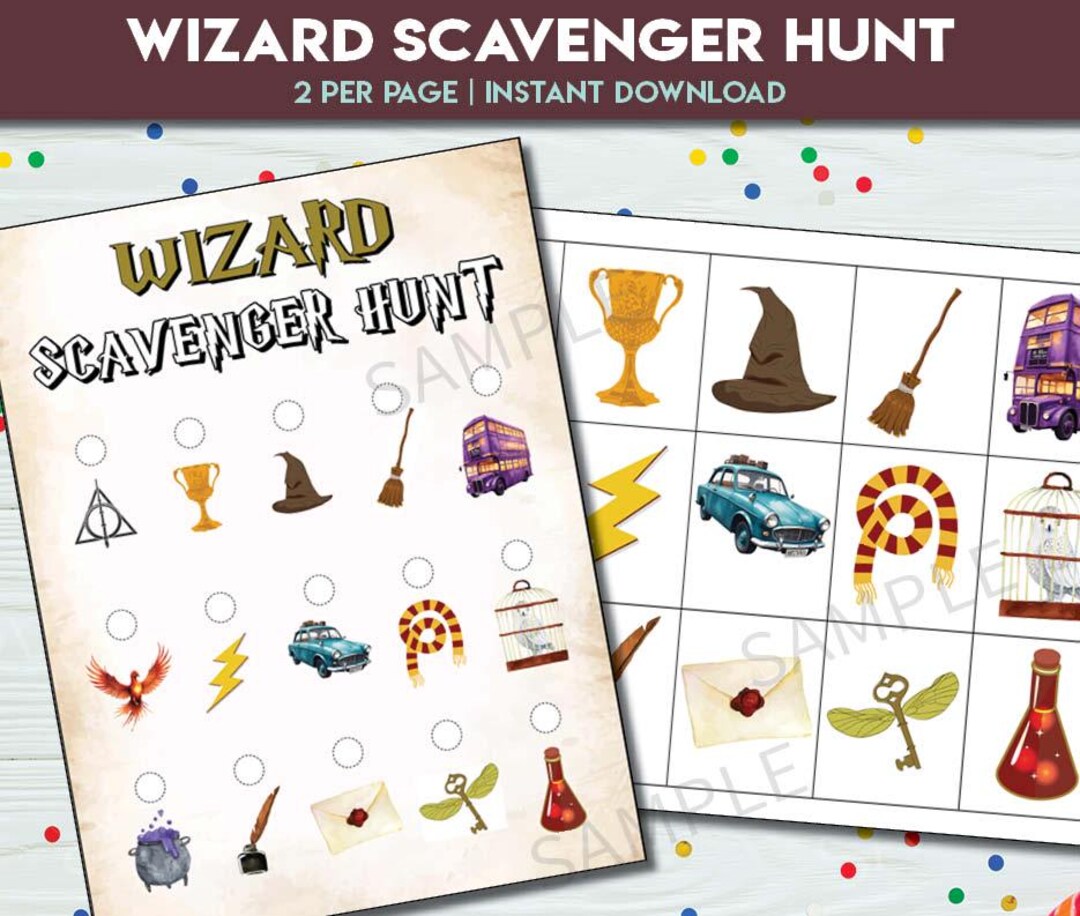 Wizard Scavenger Hunt Checklist Game | Magic School Party Game Tricky ...