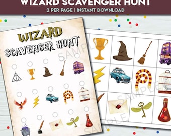 Wizard Scavenger Hunt Checklist Game | Magic School Party Game Tricky ...