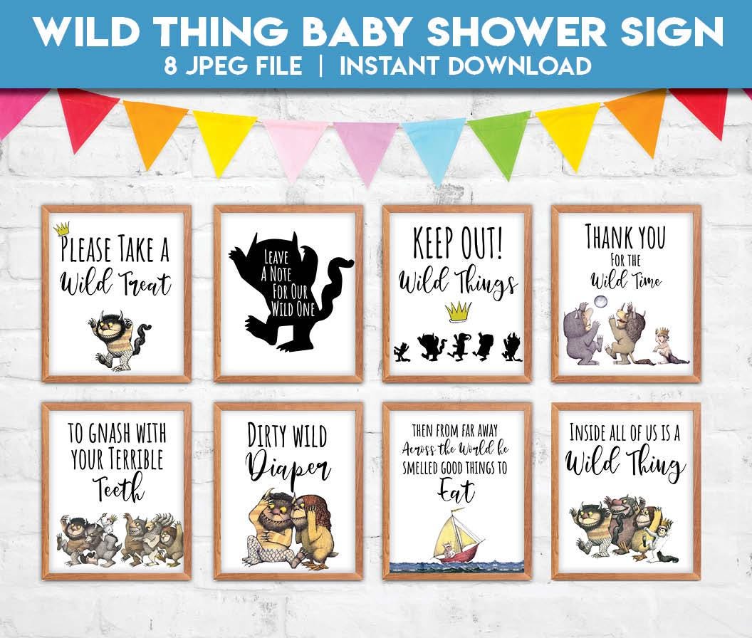 Where the Wild Things Are Printable Decor Signs | Wild One Baby Shower ...