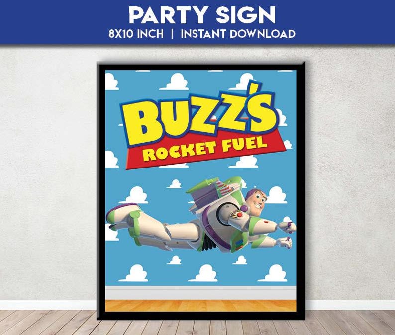 Toy Story Buzz Rocket Fuel | Toy Story Birthday Party Table Sign ...