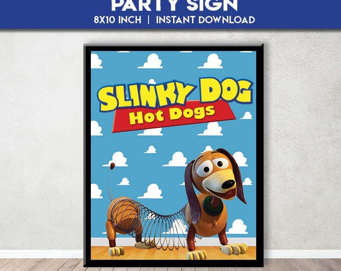 Toy Story Slinky Dog Hot Dogs Party Sign | Toy Story Birthday Party ...