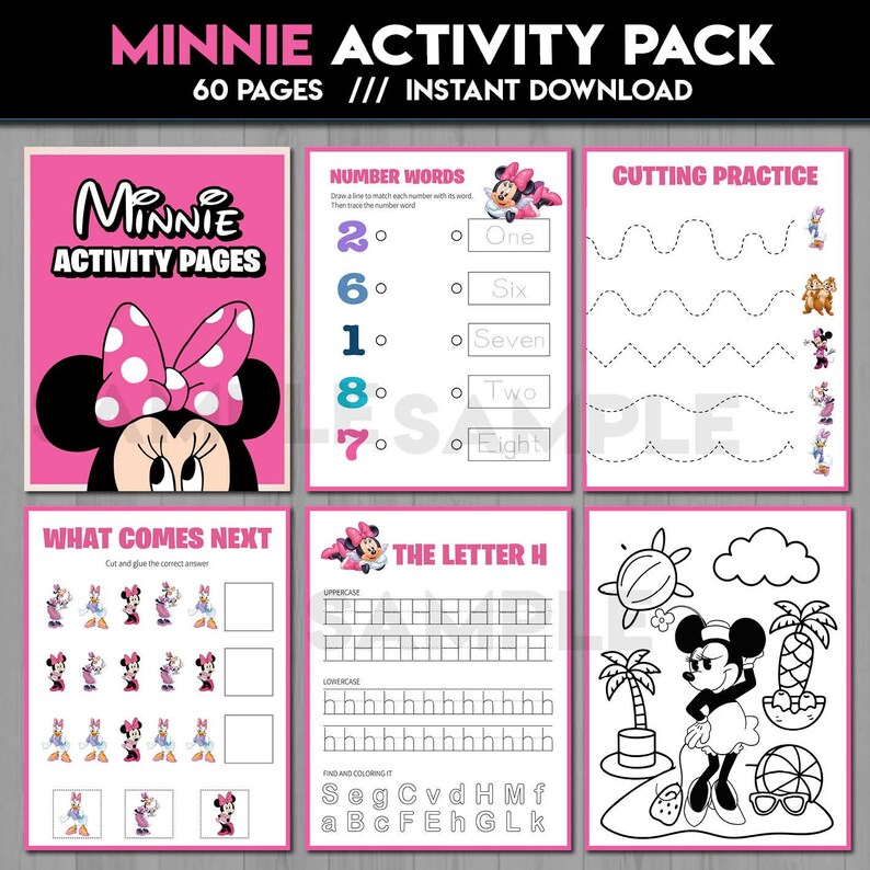 Minnie Mouse Activity Pages | Mickey Clubhouse Birthday Preschool ...