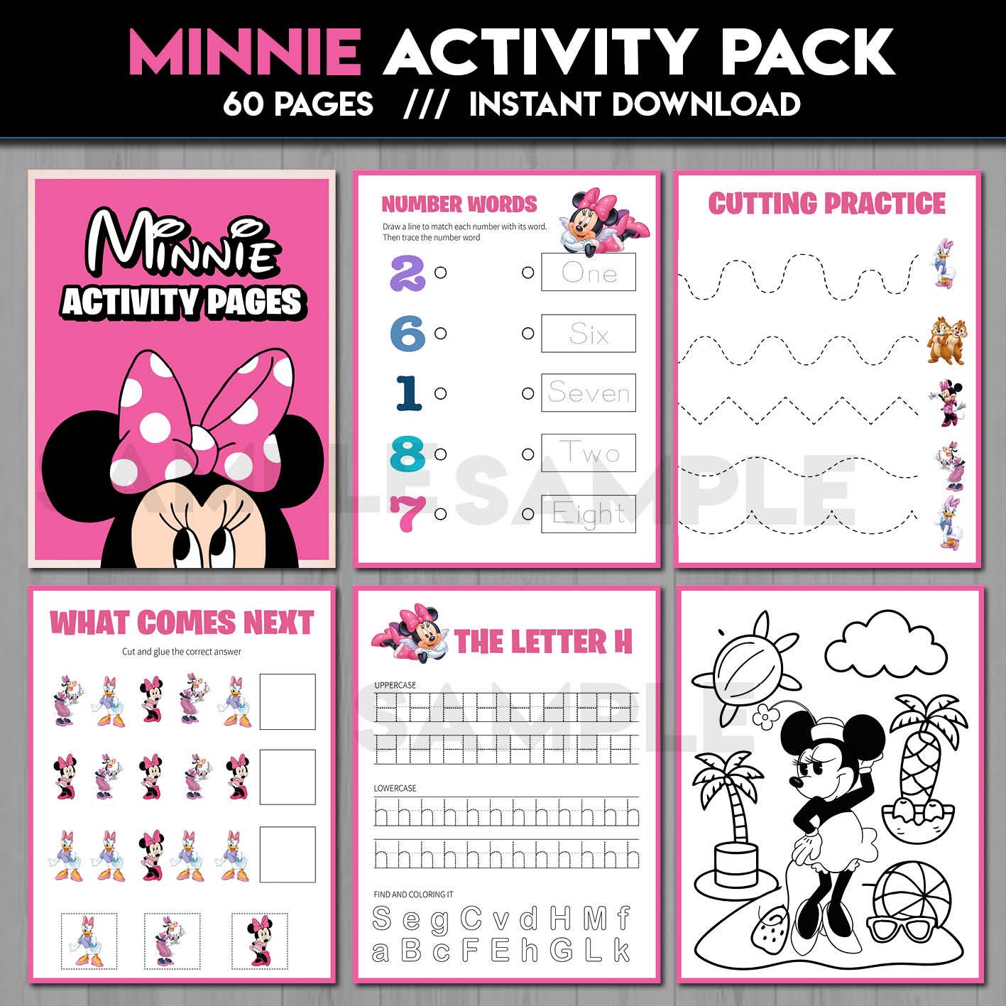Minnie Mouse Activity Pages | Mickey Clubhouse Birthday Preschool ...