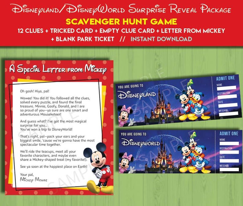 Magical Theme Park Trip Reveal Tricky Scavenger Hunt Clues Riddles Game ...