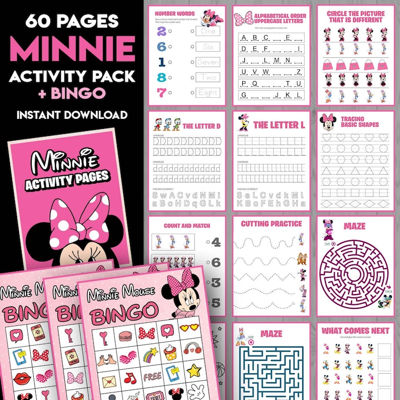 Minnie Mouse Activity Pages | Mickey Clubhouse Birthday Preschool ...