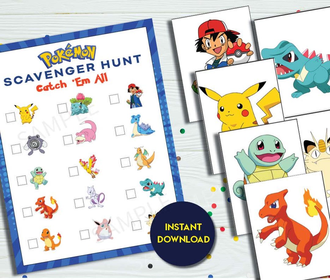 Pokemon Tricky Scavenger Hunt Checklist Game Activity | Printable ...