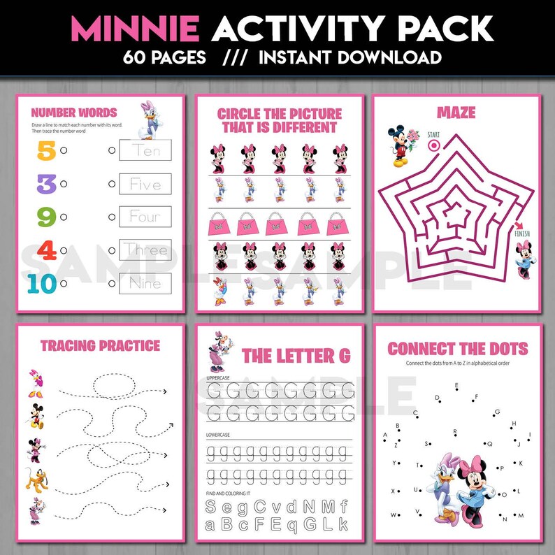 Minnie Mouse Activity Pages | Mickey Clubhouse Birthday Preschool ...