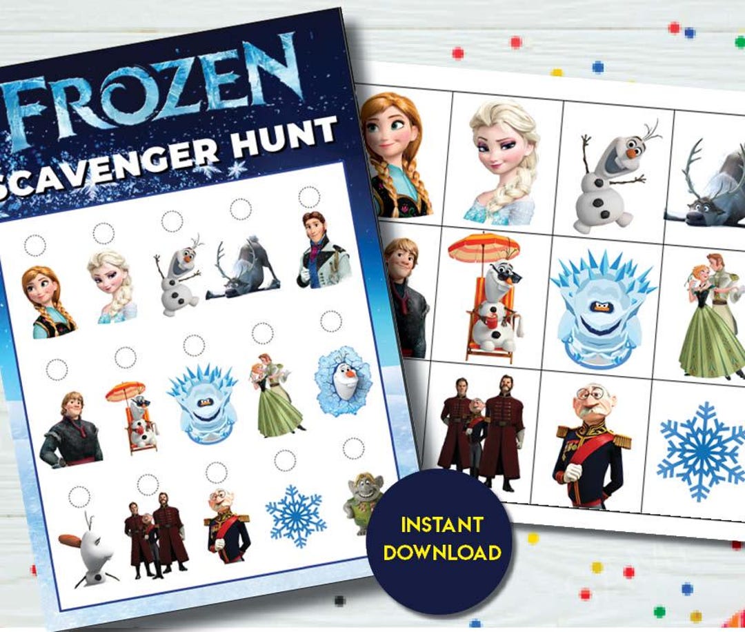 Frozen Tricky Scavenger Hunt Checklist Game | Elsa Treasure Hunt Game ...