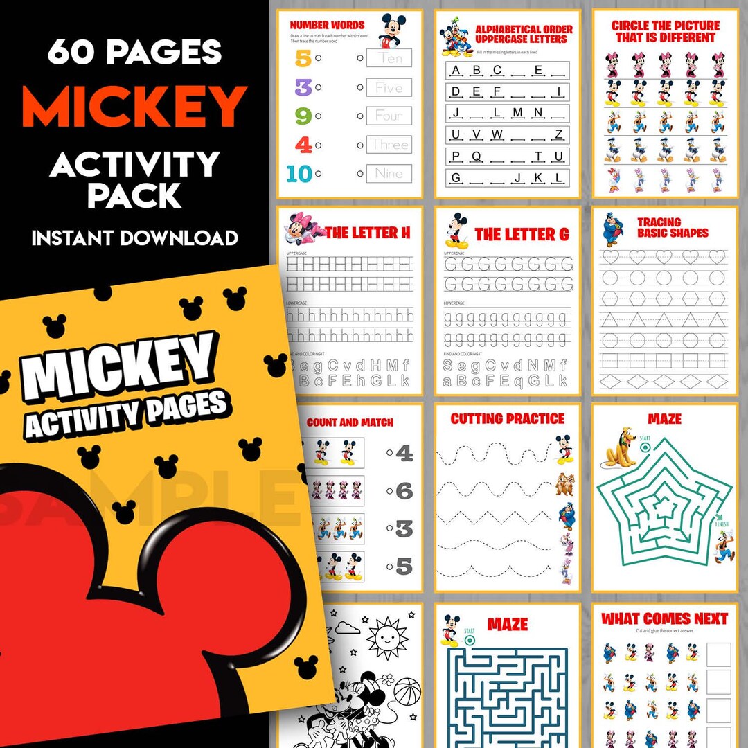 Mickey Mouse Activity Pages | Minnie Clubhouse Birthday Preschool ...