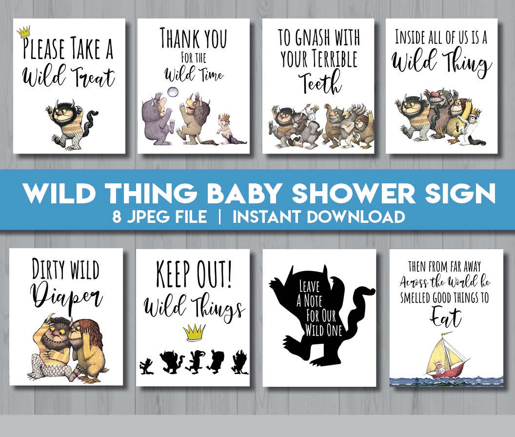 Where the Wild Things Are Printable Decor Signs | Wild One Baby Shower ...